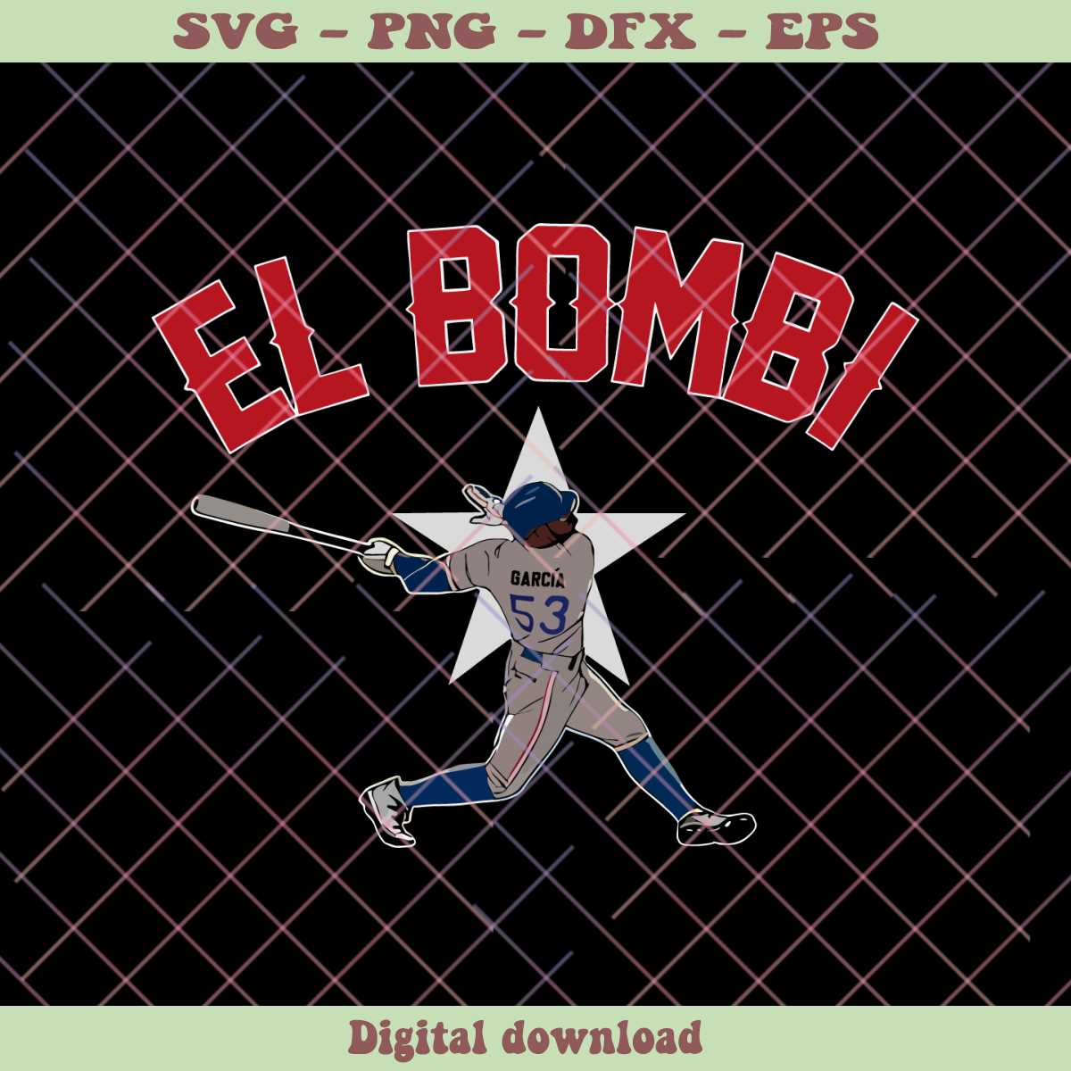 Baseball El Bombi Adolis Garcia Swing MVP SVG Download - Inspire Uplift