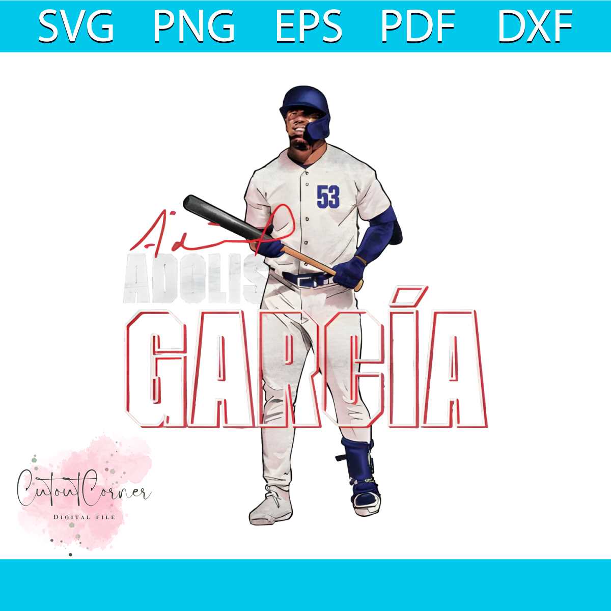 Adolis Garcia Texas Stance Signature PNG Sublimation | Inspire Uplift