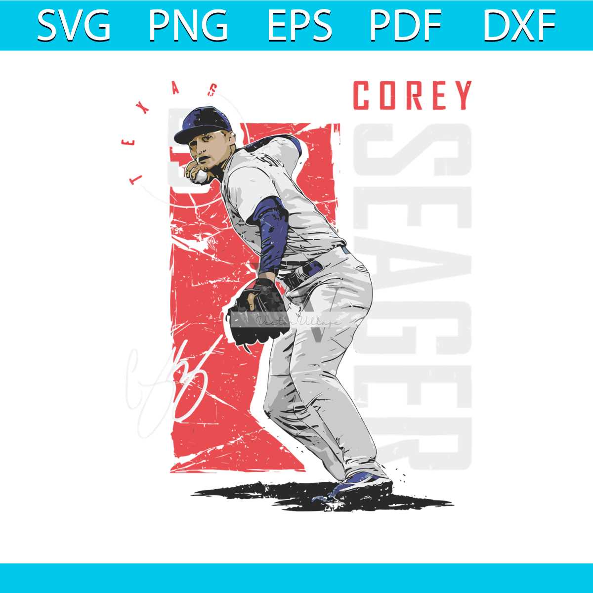 Corey Seager Texas Rangers Player SVG Graphic Design File - Inspire Uplift