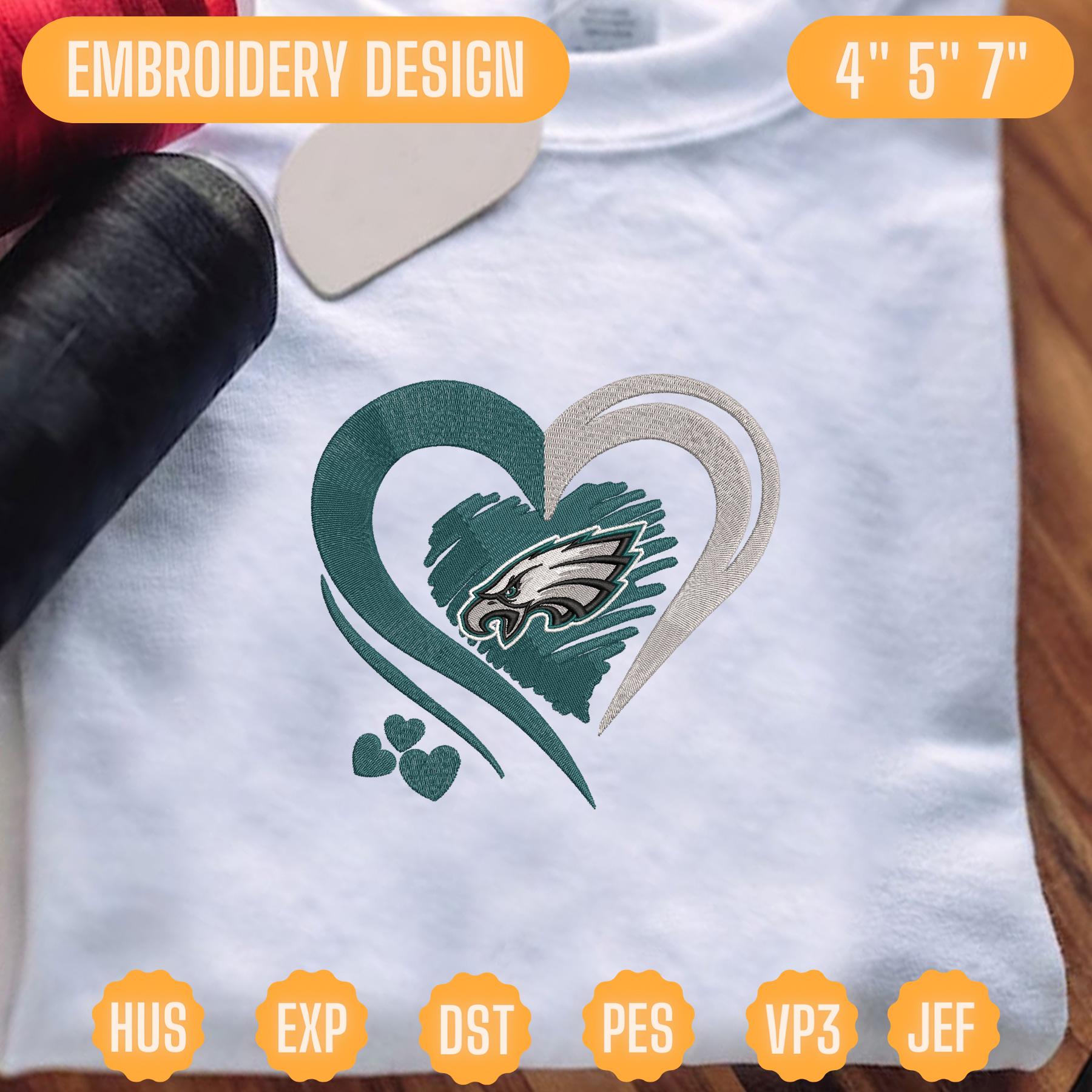 NFL Philadelphia Eagles Heart Embroidery Design, NFL Footbal | Inspire ...