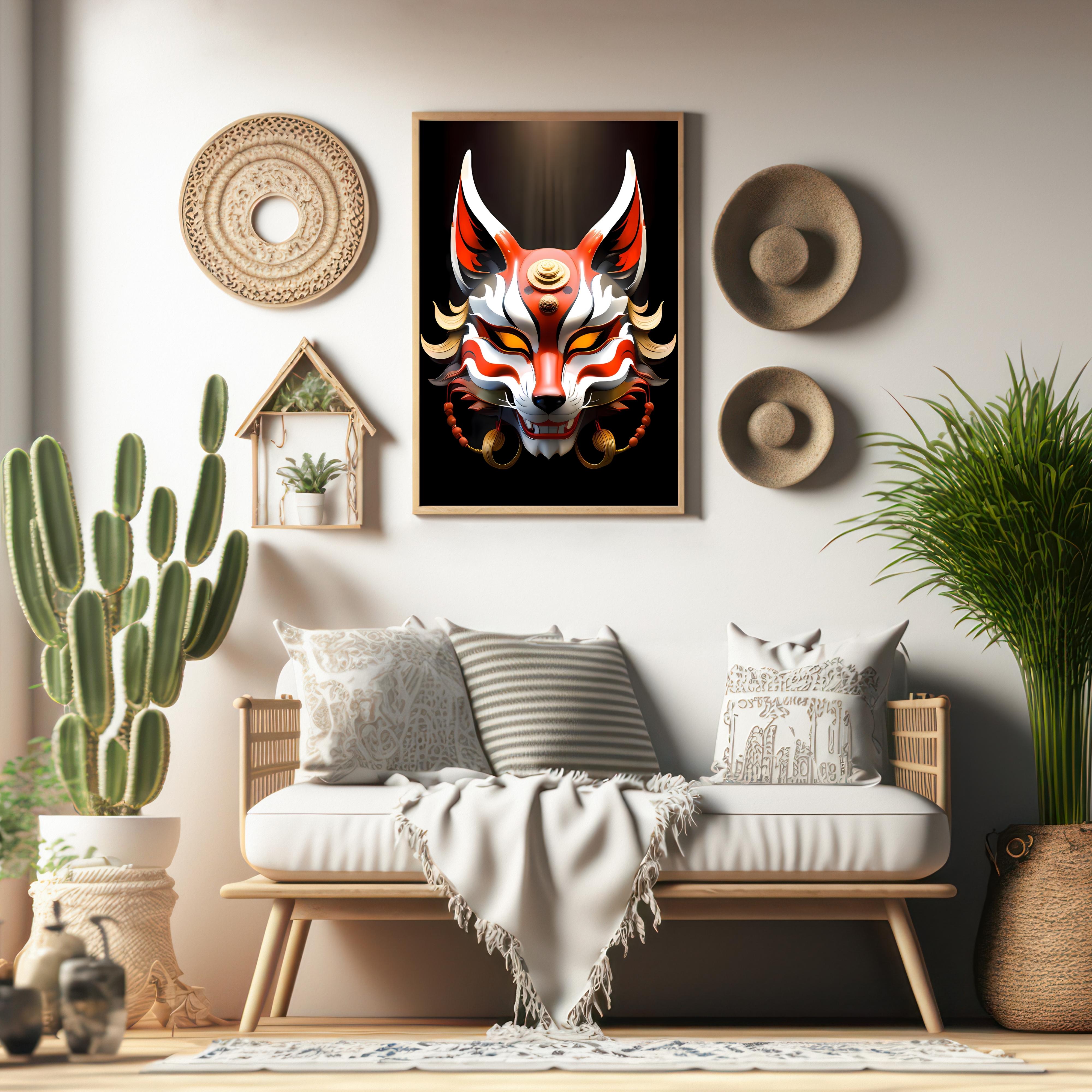 Japanese Mask Printable Wall Art, Ethnic and Traditional Jap - Inspire ...