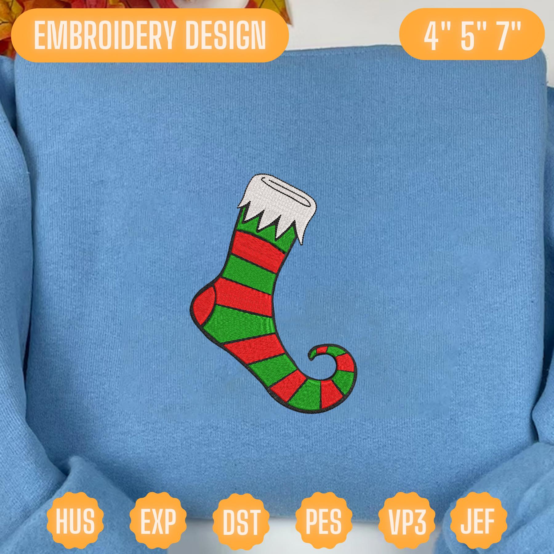 Elf Sock Embroidery Designs, Christmas Embroidery Designs, M - Inspire ...