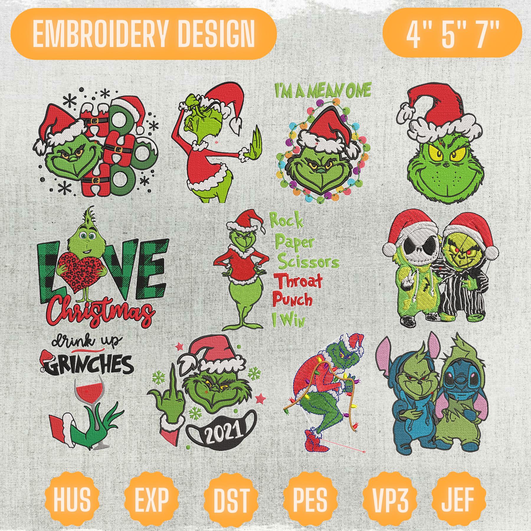 Grinch Embroidery Designs, Grinch Embroidery, Christmas Ligh | Inspire ...