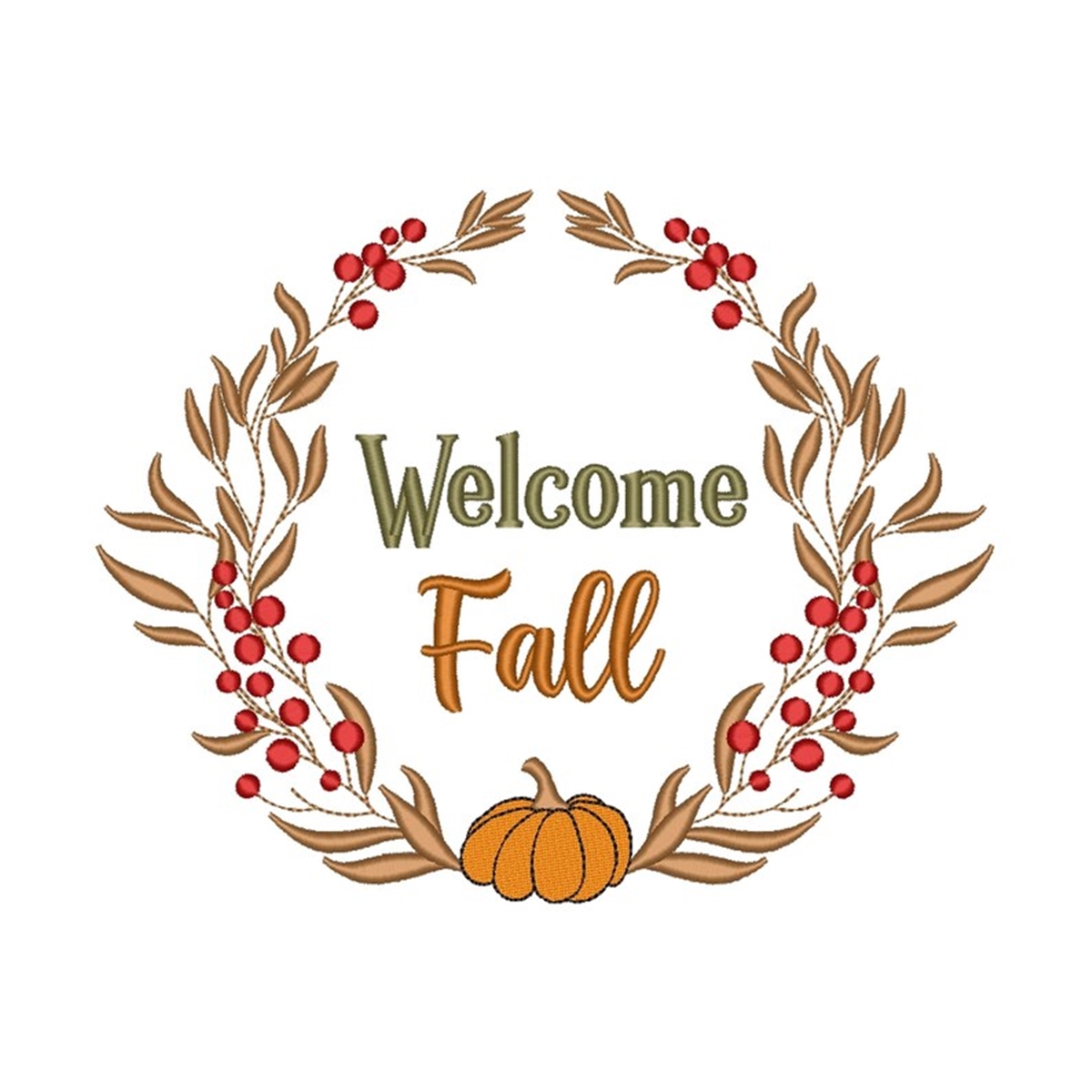 Welcome Fall Embroidery Design, 5 sizes, Instant Download | Inspire Uplift