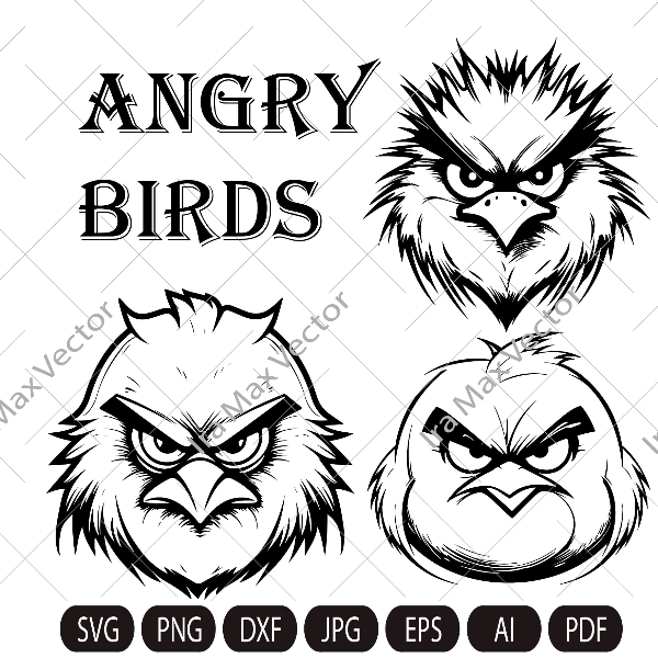 Cartoon Birds SVG Bundle,Angry birds svg, Bird Silhouette, A | Inspire ...