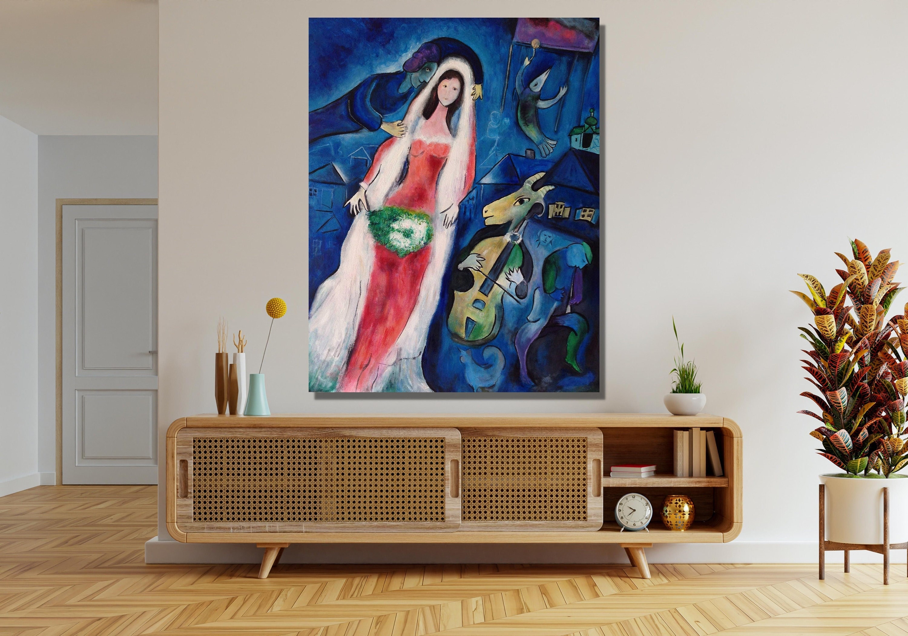 Marc CHAGALL Ready To Hang Canvas,Bride and Goat Canvas Prin - Inspire ...