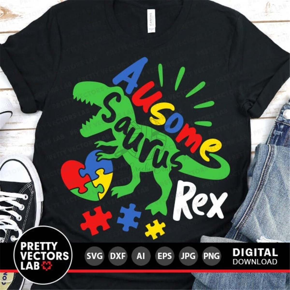 Autism Dinosaur Svg, Autism T-Rex Cut Files, Ausomesaurus Re | Inspire ...
