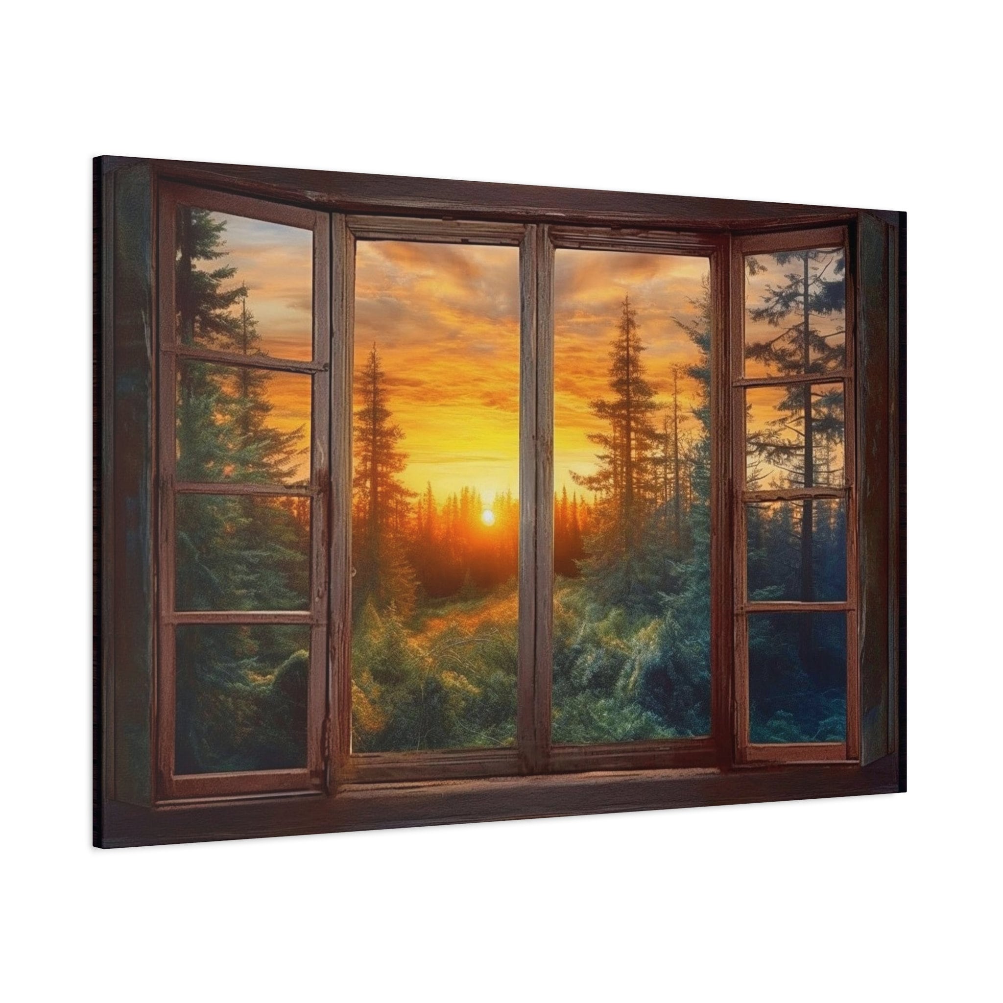 Window View Canvas, Forest View From Open Rustic Cabin Windo - Inspire ...