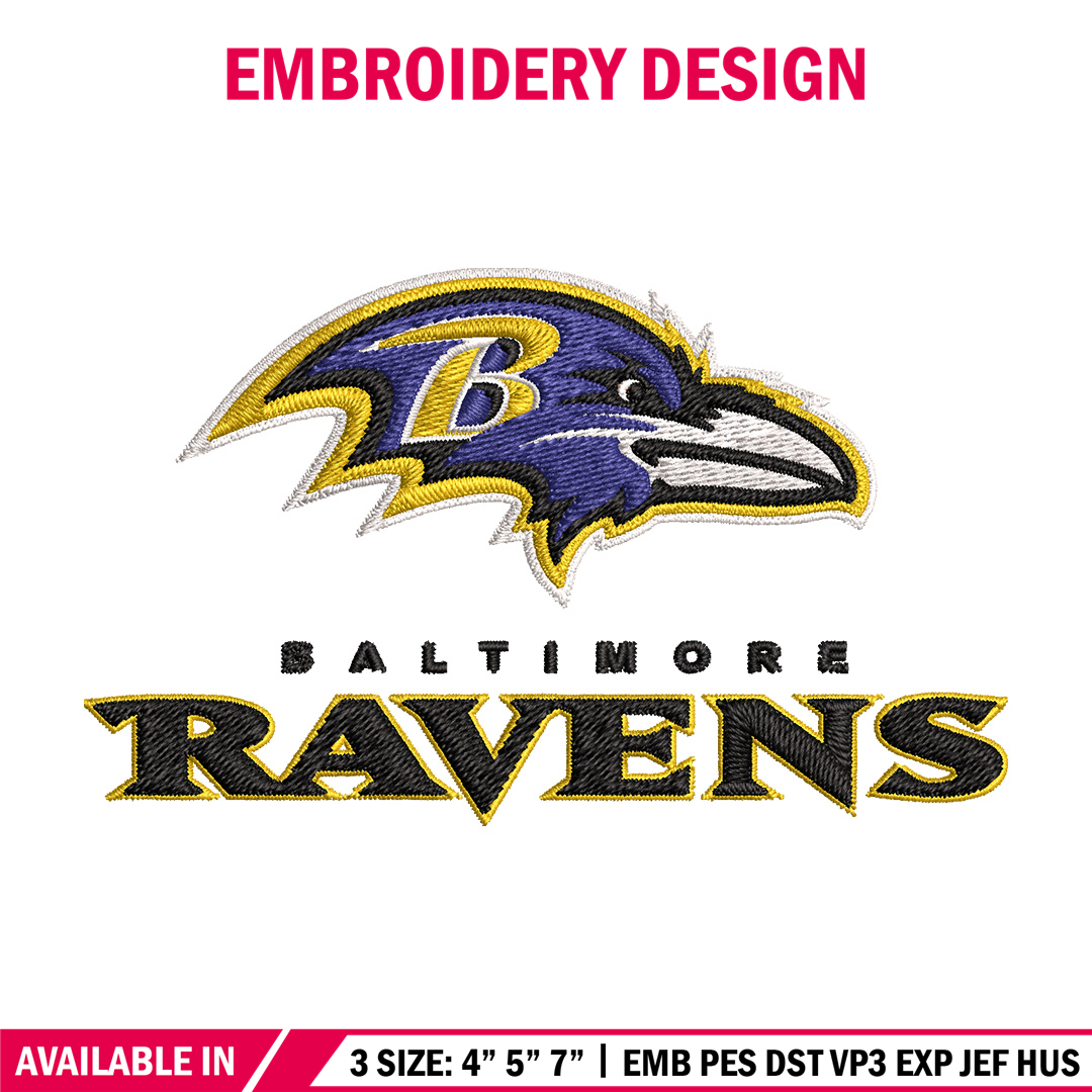 Baltimore Ravens logo Embroidery, NFL Embroidery, Sport embr | Inspire ...
