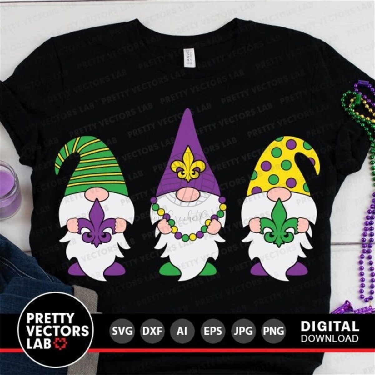 Mardi Gras Gnomes Svg, Mardi Gras Cut Files, Gnome with Bead | Inspire ...