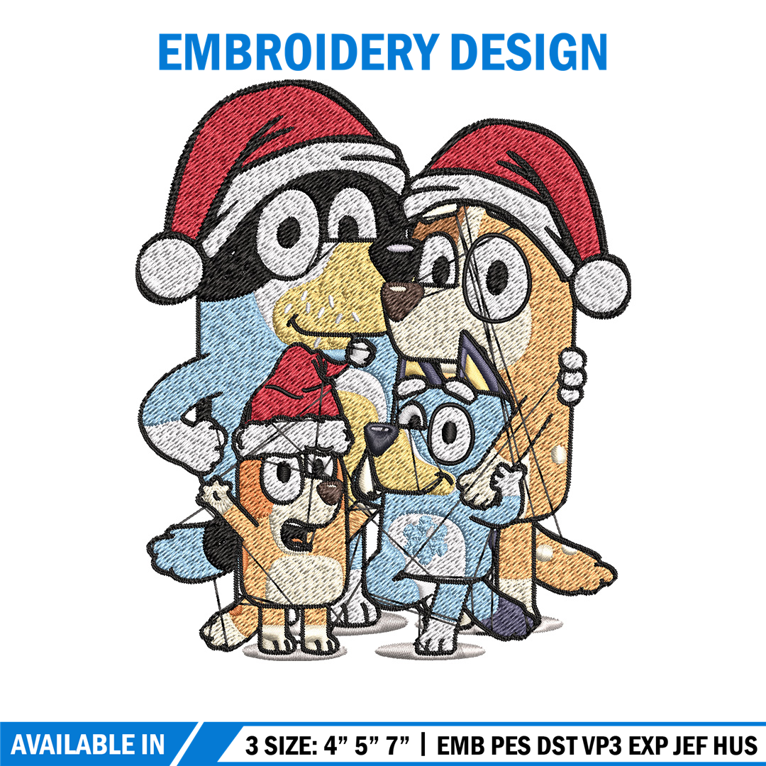 Bluey family chrismas Embroidery Design,Bluey Embroidery,Emb | Inspire ...