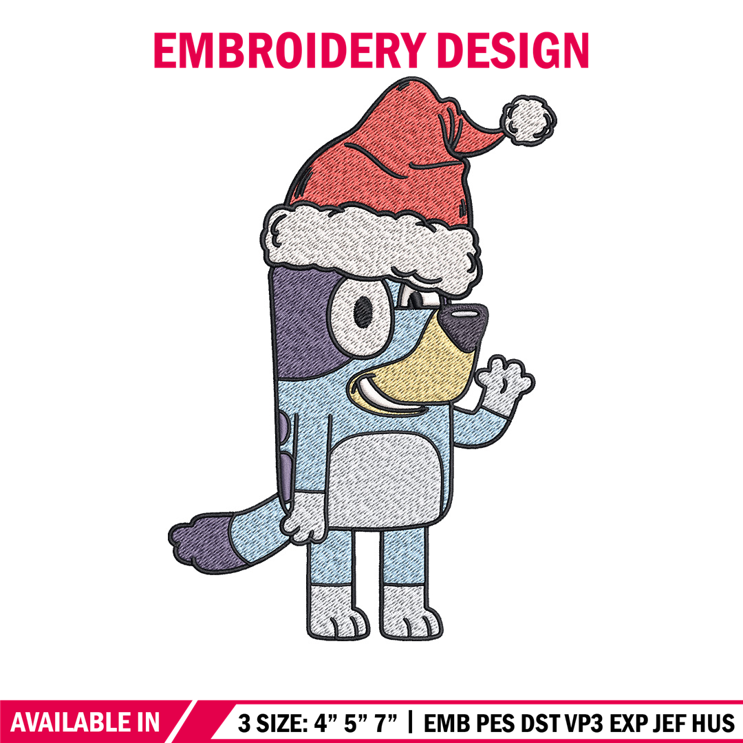 Bluey hat chrismas Embroidery Design, Bluey Embroidery, Embr - Inspire ...