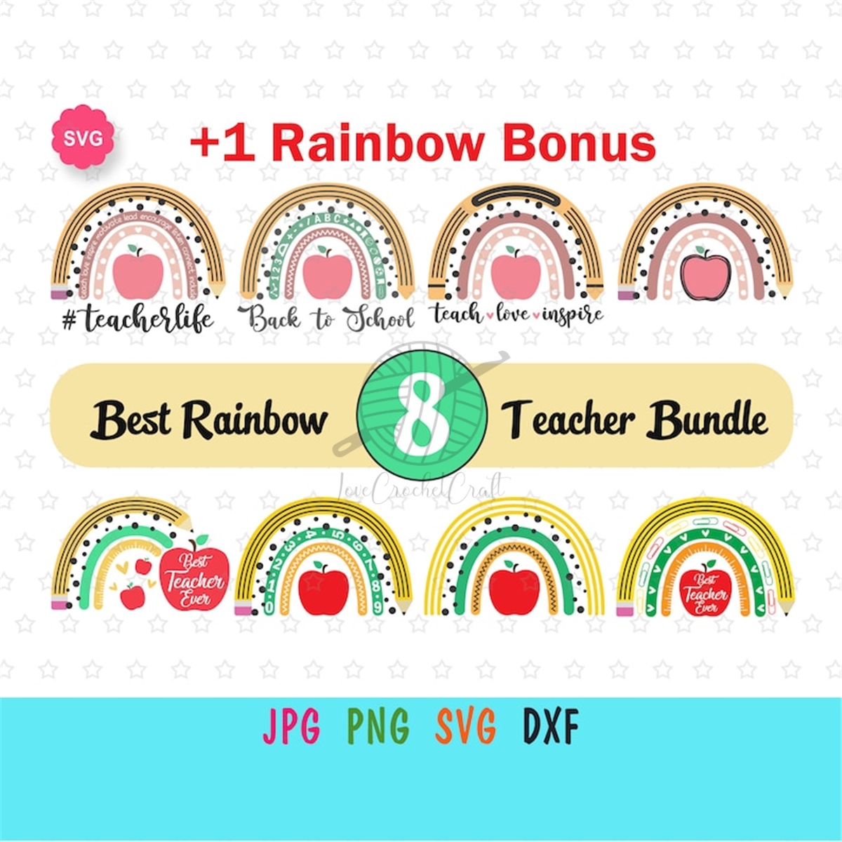 Rainbow Teacher Bundle Svg for cricut, Rainbow Svg, Teacher - Inspire ...