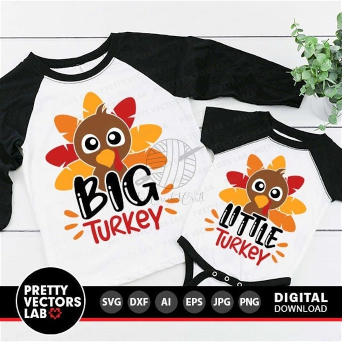 Big Turkey Svg, Little Turkey Svg, Thanksgiving Svg Dxf Eps | Inspire ...