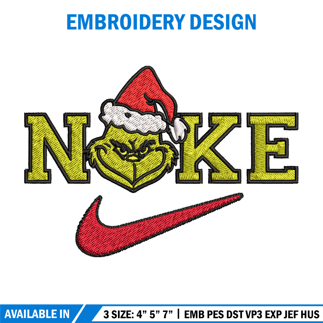 Grinch chrismas nike Embroidery Design, Nike Embroidery, Bra - Inspire ...