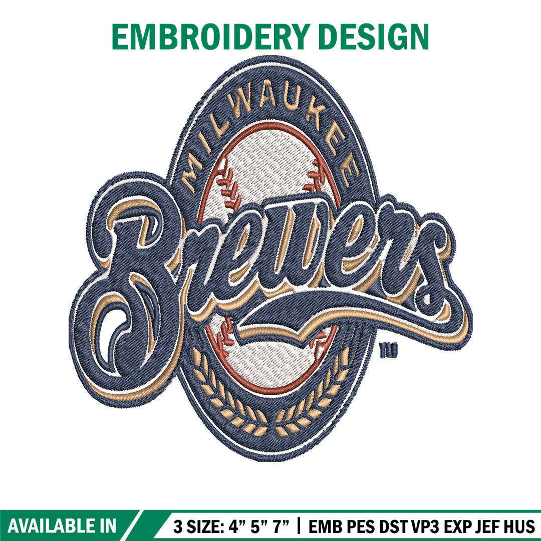 Milwaukee Brewers Embroidery Design, Logo Embroidery, MLB Em | Inspire ...