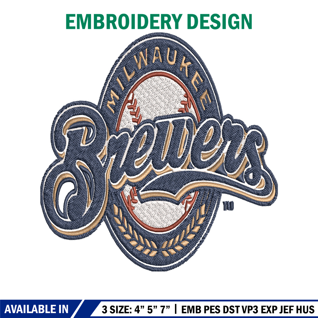 Milwaukee Brewers Embroidery Design, Logo Embroidery, MLB Em | Inspire ...