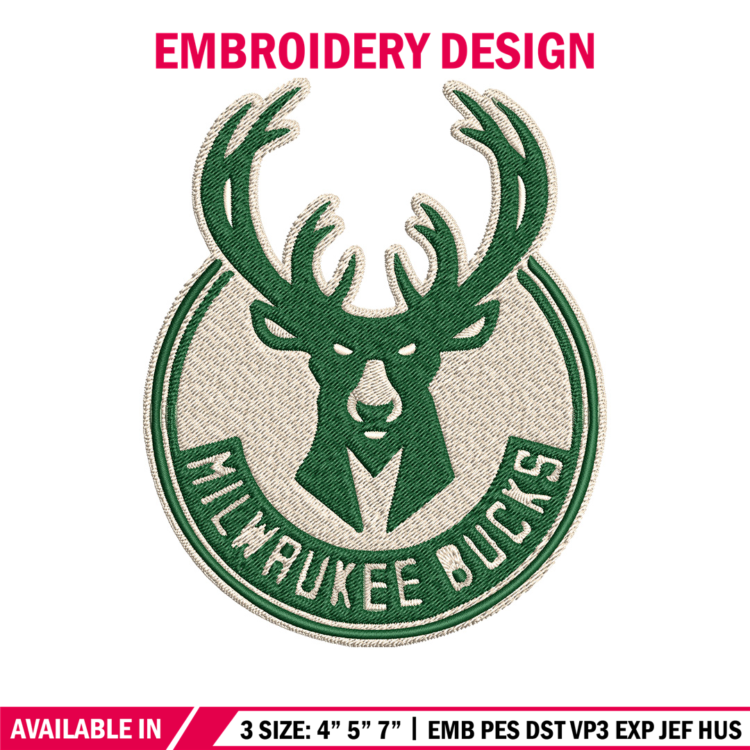 Milwaukee Bucks logo Embroidery, NBA Embroidery, Sport embro | Inspire ...