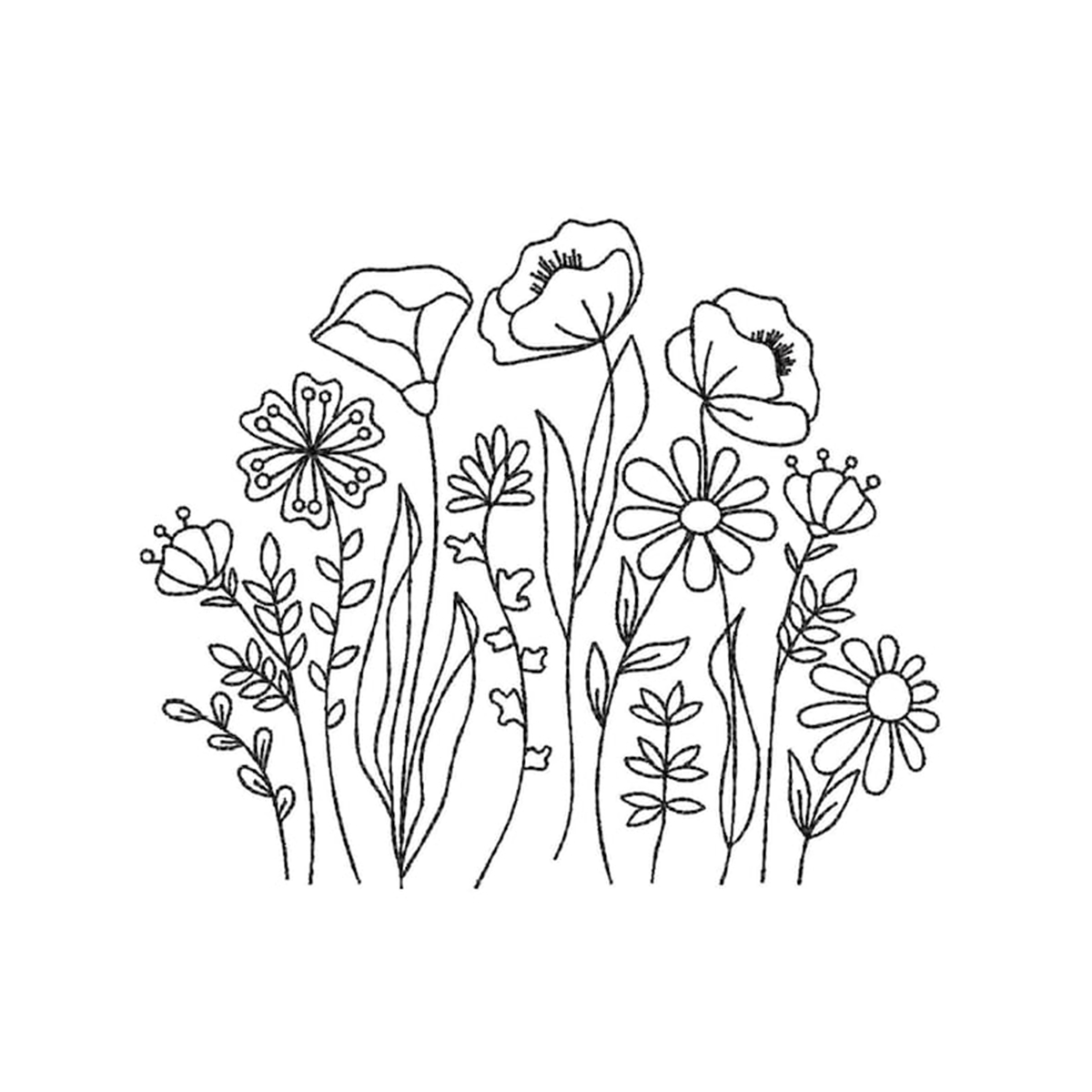Wildflower Meadow Embroidery Design, 5 sizes, Instant Downlo | Inspire ...