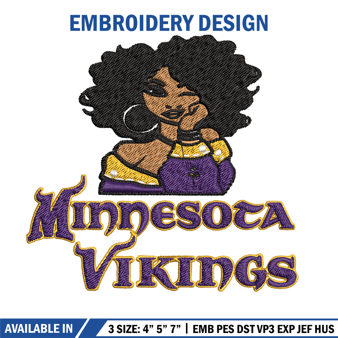 Minnesota Vikings Girl embroidery design, NFL girl embroider | Inspire ...