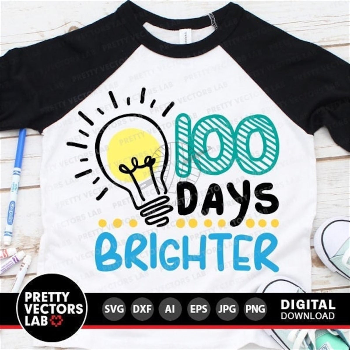 100 Days Brighter Svg, 100th Day of School Svg, Dxf, Eps, Pn | Inspire ...