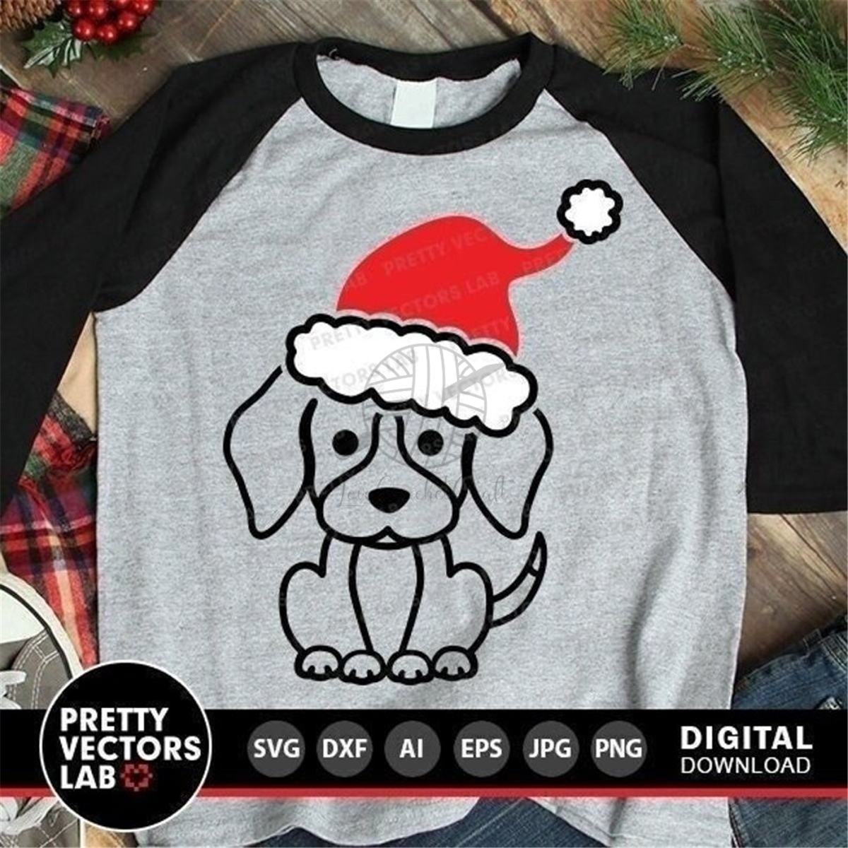 Christmas Dog Svg, Cute Puppy with Santa Hat Svg, Funny Holi | Inspire ...