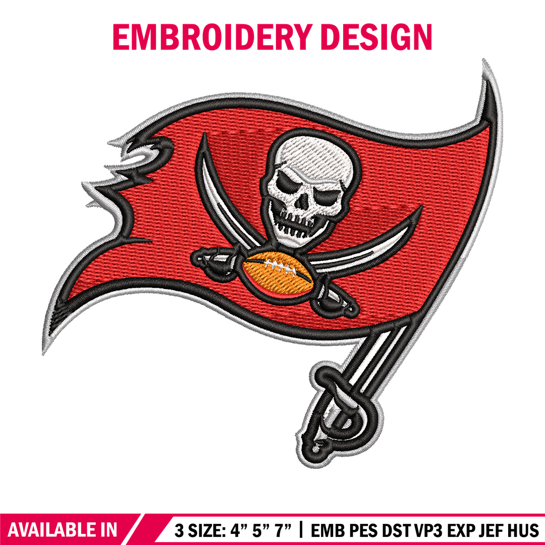 Tampa Bay Buccaneers logo Embroidery, NFL Embroidery, Sport | Inspire ...