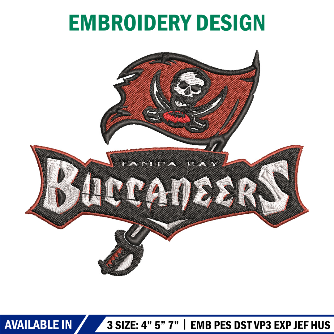 Tampa Bay Buccaneers logo Embroidery, NFL Embroidery, Sport | Inspire ...
