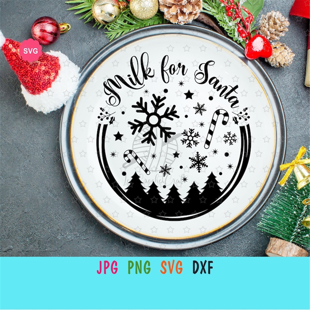 Milk for Santa Svg for cricut, Santa plate Svg, Christmas de - Inspire ...