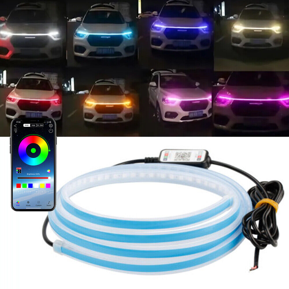 71\' RGB Car LED DRL Hood Light Engine Cover Strip Headlight - Inspire ...