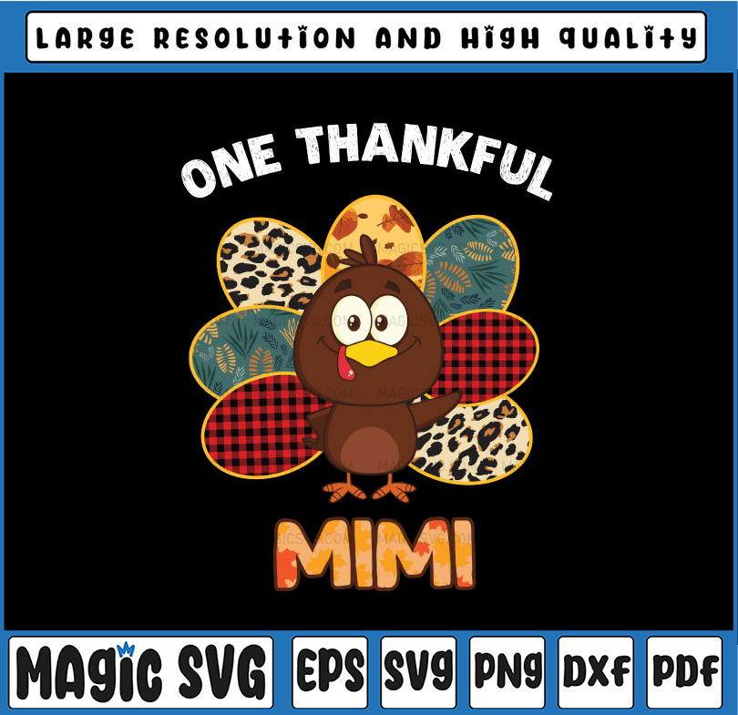 One Thankful Mimi Turkey Fall Floral Leopard PNG Printable F | Inspire ...