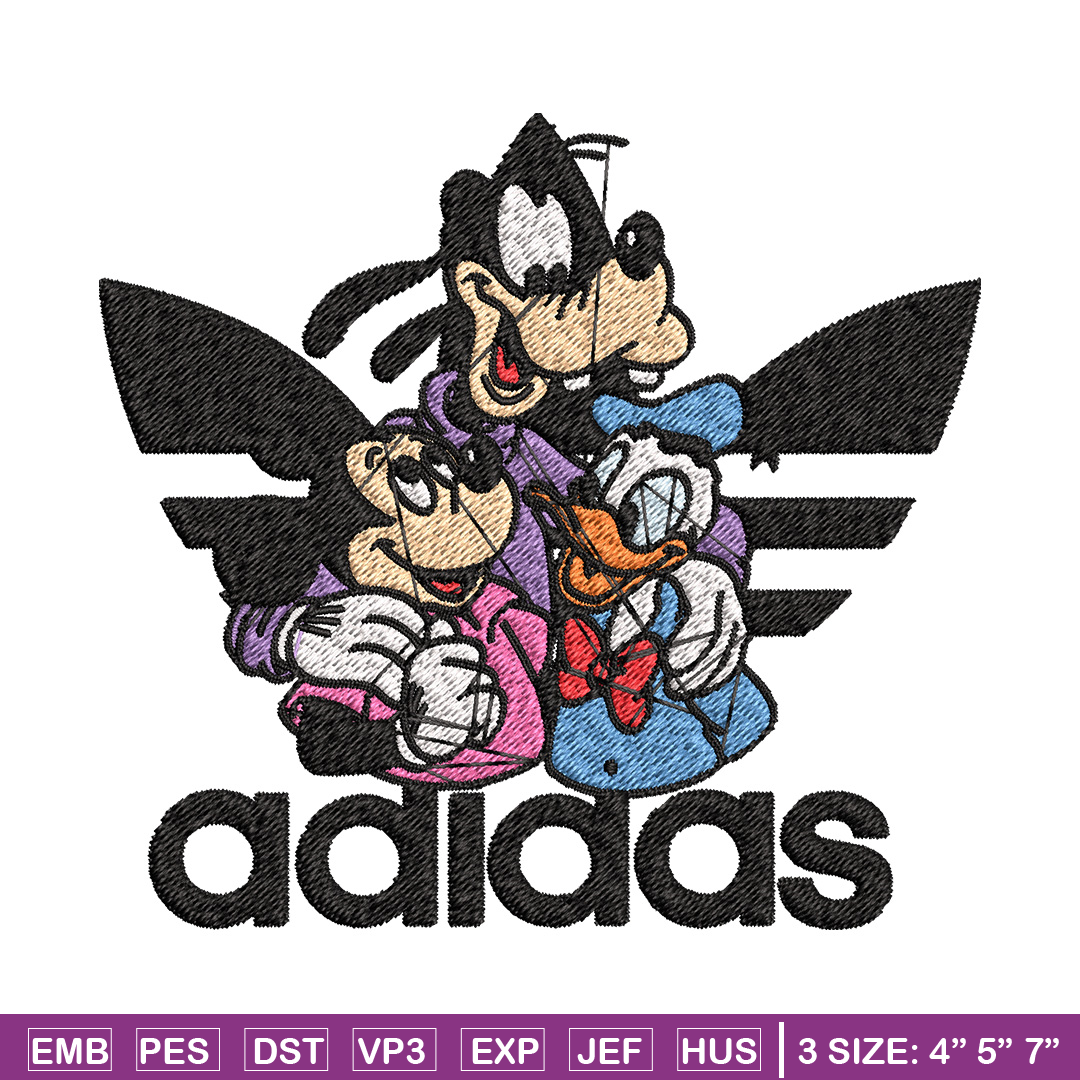 Goofy friends Embroidery Design, Adidas Embroidery, Brand Em - Inspire ...
