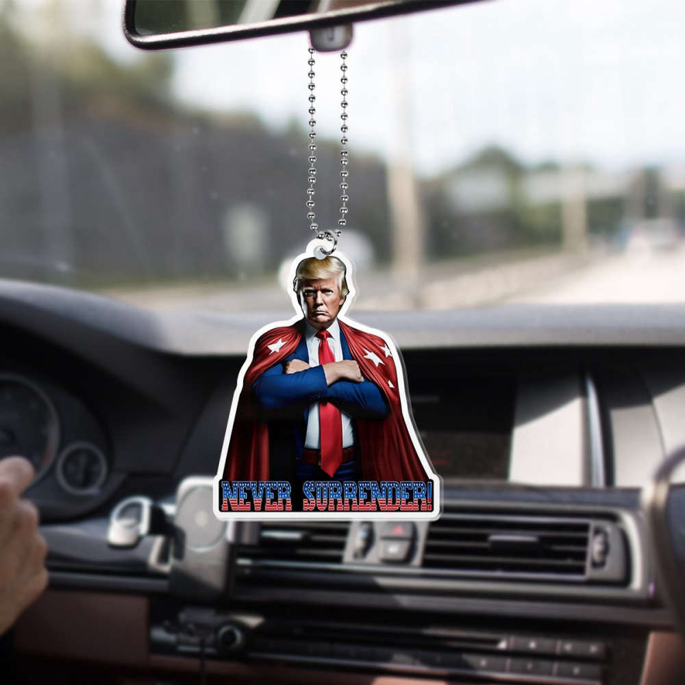 Trump Mugshot Car Ornament: Never Surrender Merch - Donald T | Inspire ...
