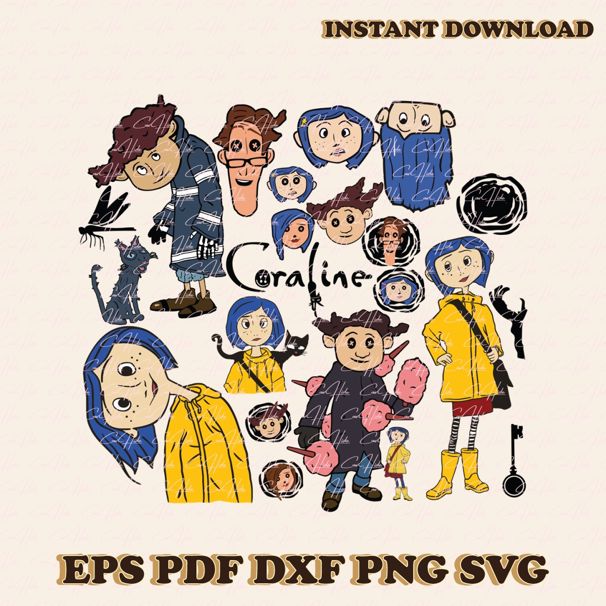 Vintage Coraline Cartoon Characters SVG Bundle | Inspire Uplift