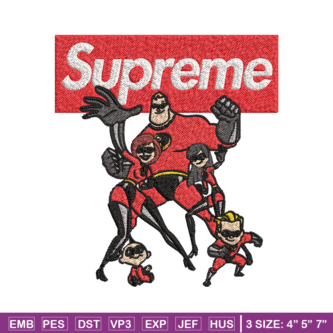 Incredibles supreme logo Embroidery design, supreme cartoon | Inspire ...