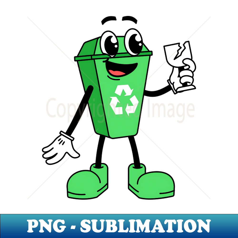 Recycling Can Cartoon Green - Signature Sublimation PNG File - Inspire ...