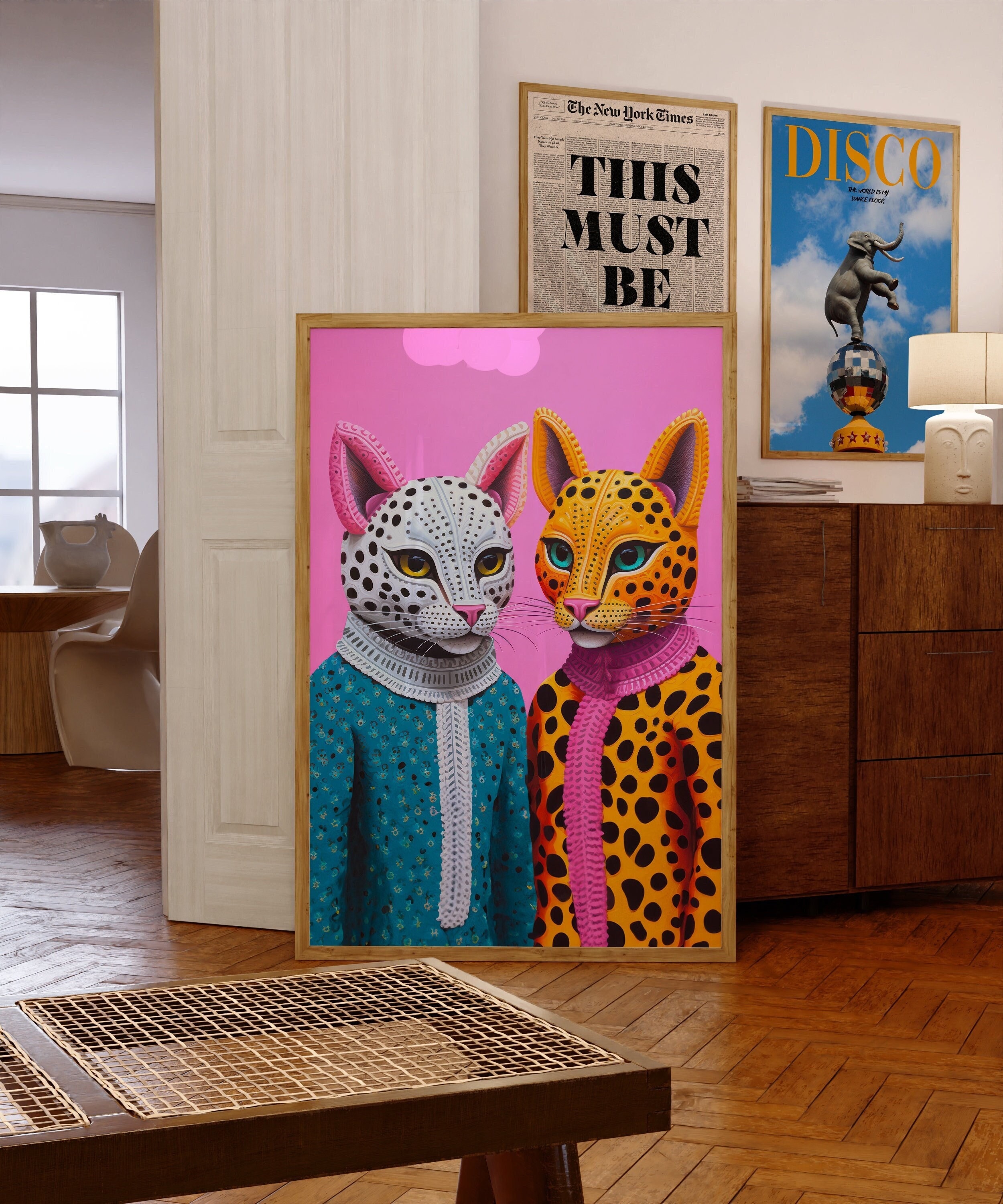 Cat Poster, Retro Wall Art, 70s Poster, Psychedelic Art, Fun | Inspire ...