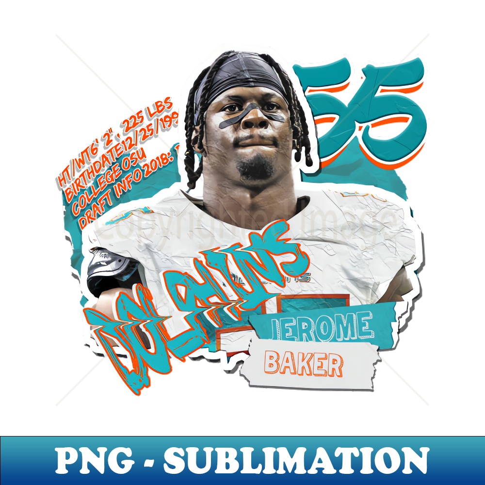 Jerome Baker Football Paper Poster Dolphins 11 - Vintage Sub | Inspire ...