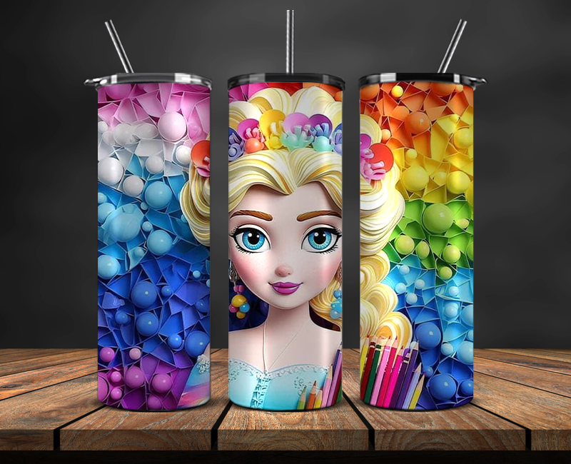 Princess Disney Tumbler Wrap, 3D Cartoon Tumbler Wrap, 20oz - Inspire ...