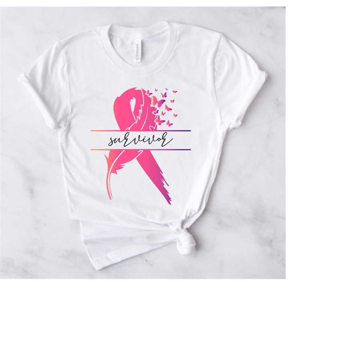 Breast Cancer Ribbon SVG with butterflies - Split Cancer Rib | Inspire ...