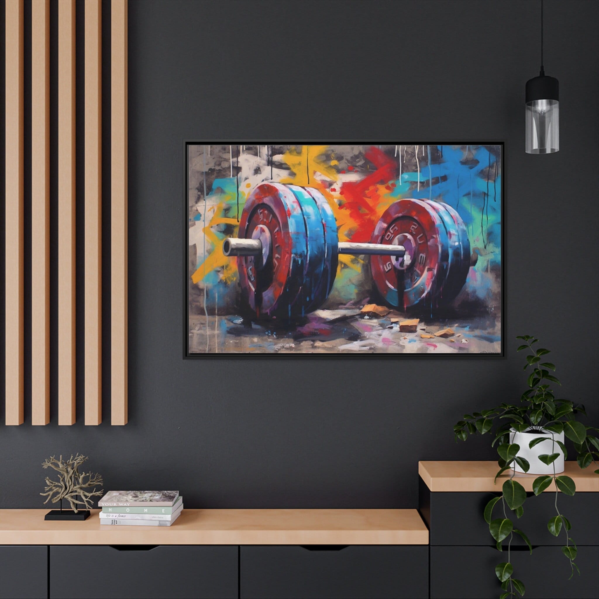 Gym Wall Art - Graffiti Barbell Painting Canvas Print - Moti | Inspire ...