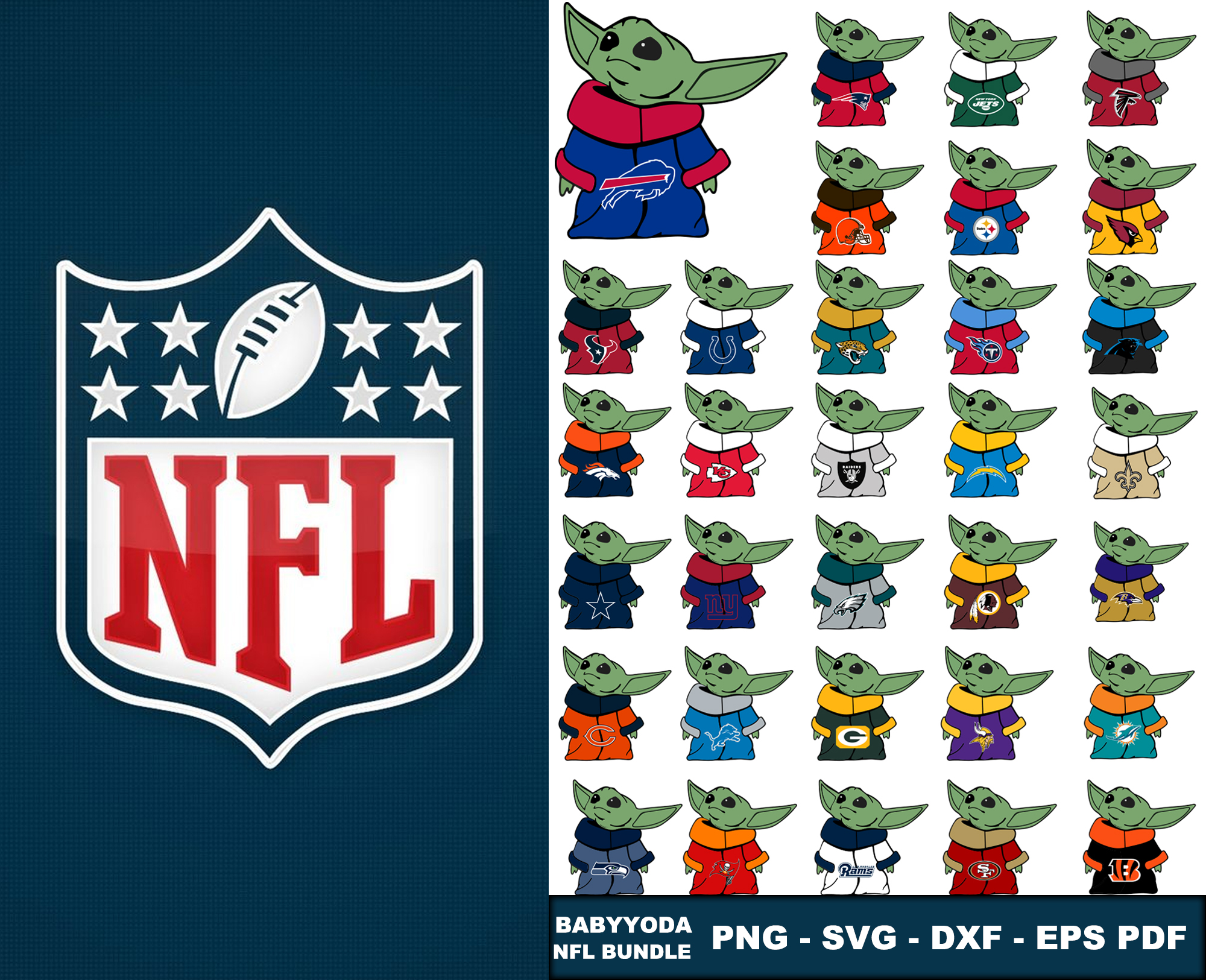 NFL BABY YODA Logo Bundle Svg,NFL Svg,NFL Png,NFL,NFL Design - Inspire ...