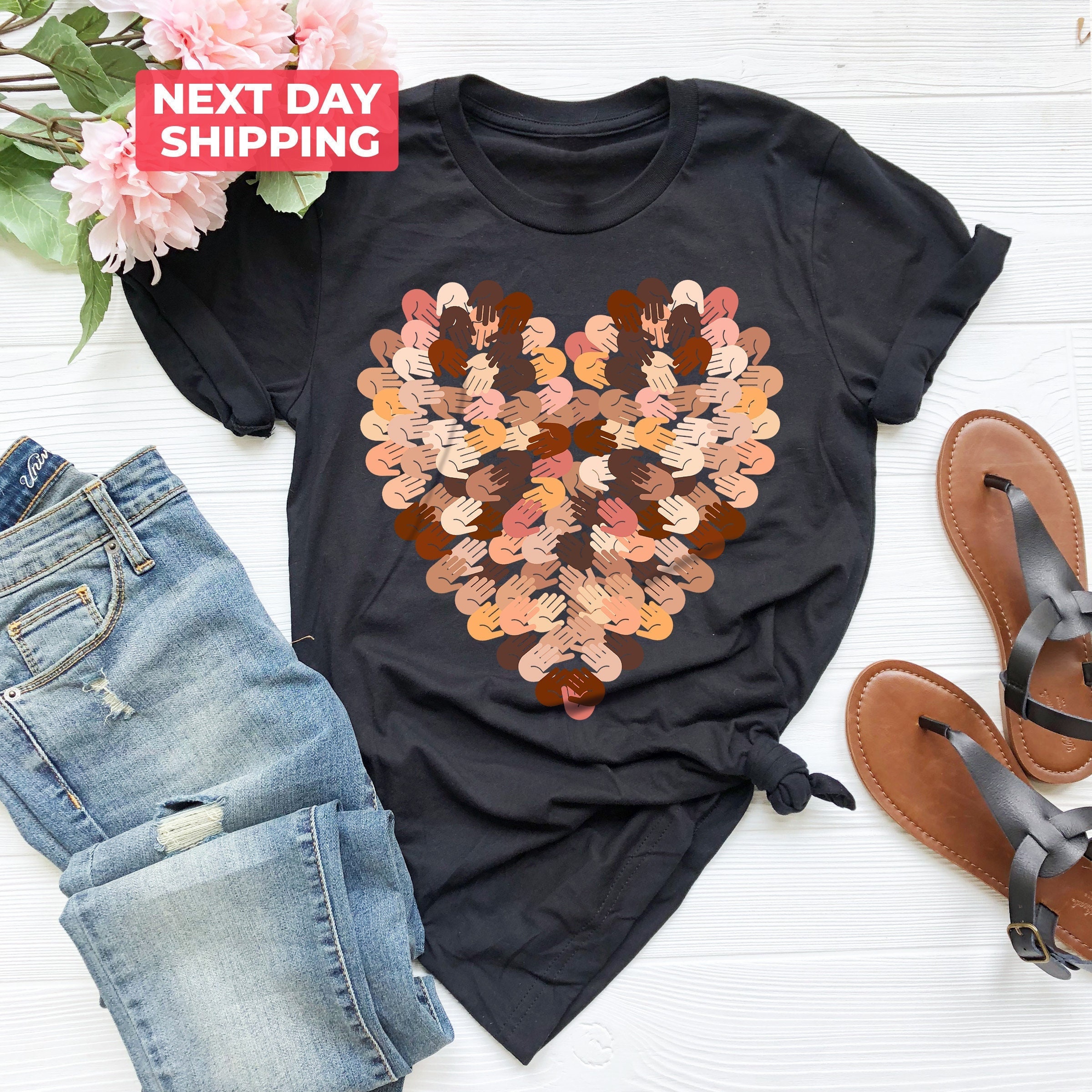 Different Races Skin Shirt PNG, Colors Hand Heart Tee, Equal - Inspire ...
