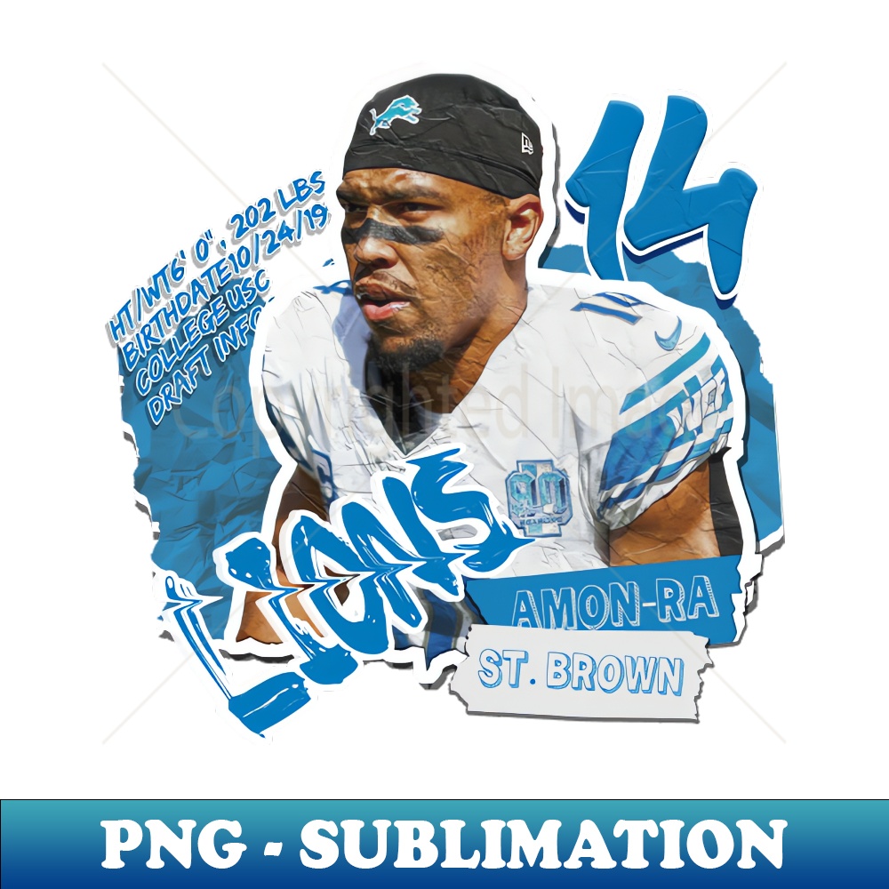 Amon-Ra St Brown Football Paper Poster Lions 11 - Vintage Su | Inspire ...