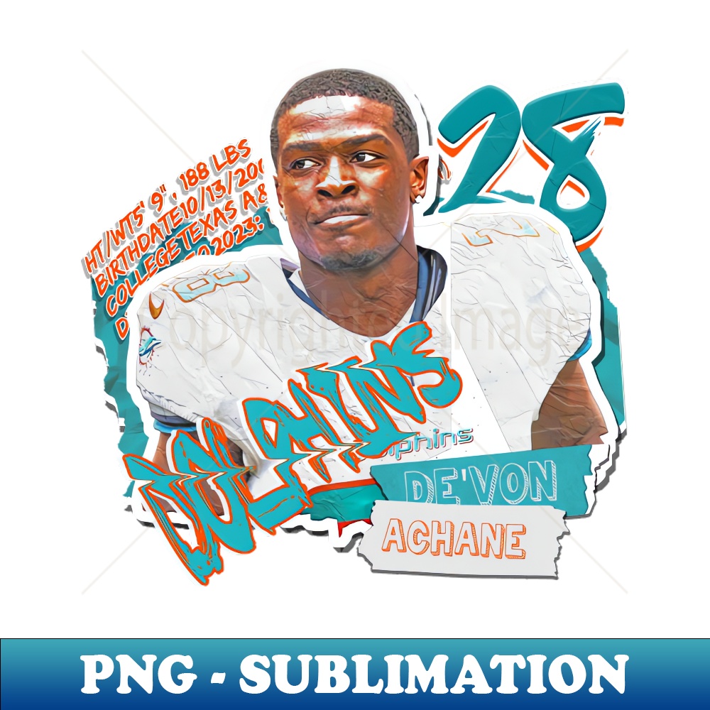 DeVon Achane Football Paper Poster Dolphins 11 - Retro PNG S | Inspire ...