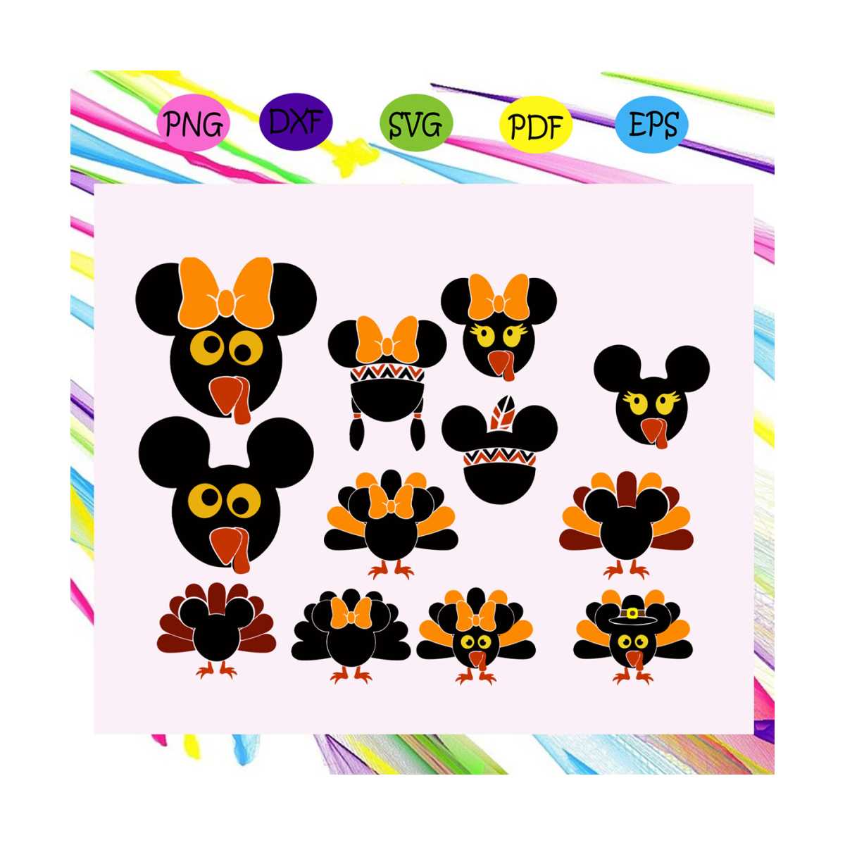 Mickey mouse turkey bundle svg, mickey fall svg, disney fami | Inspire ...