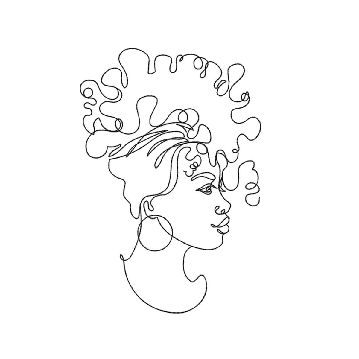 African Woman Embroidery Design, One Line Art Embroidery Des - Inspire ...
