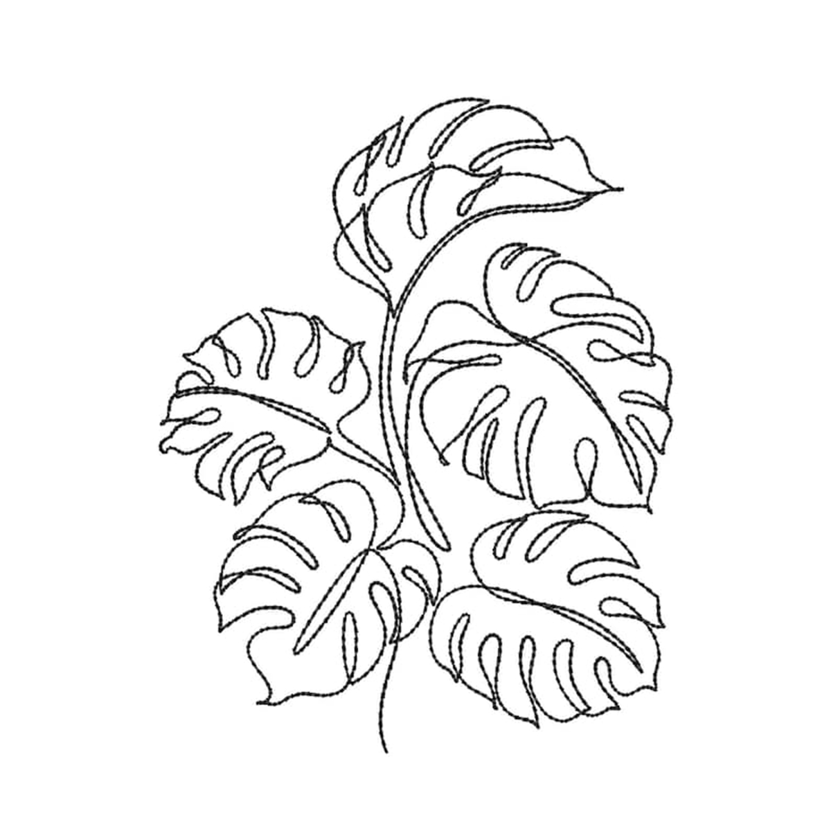 Monstera leaf embroidery design, One line art embroidery des - Inspire ...