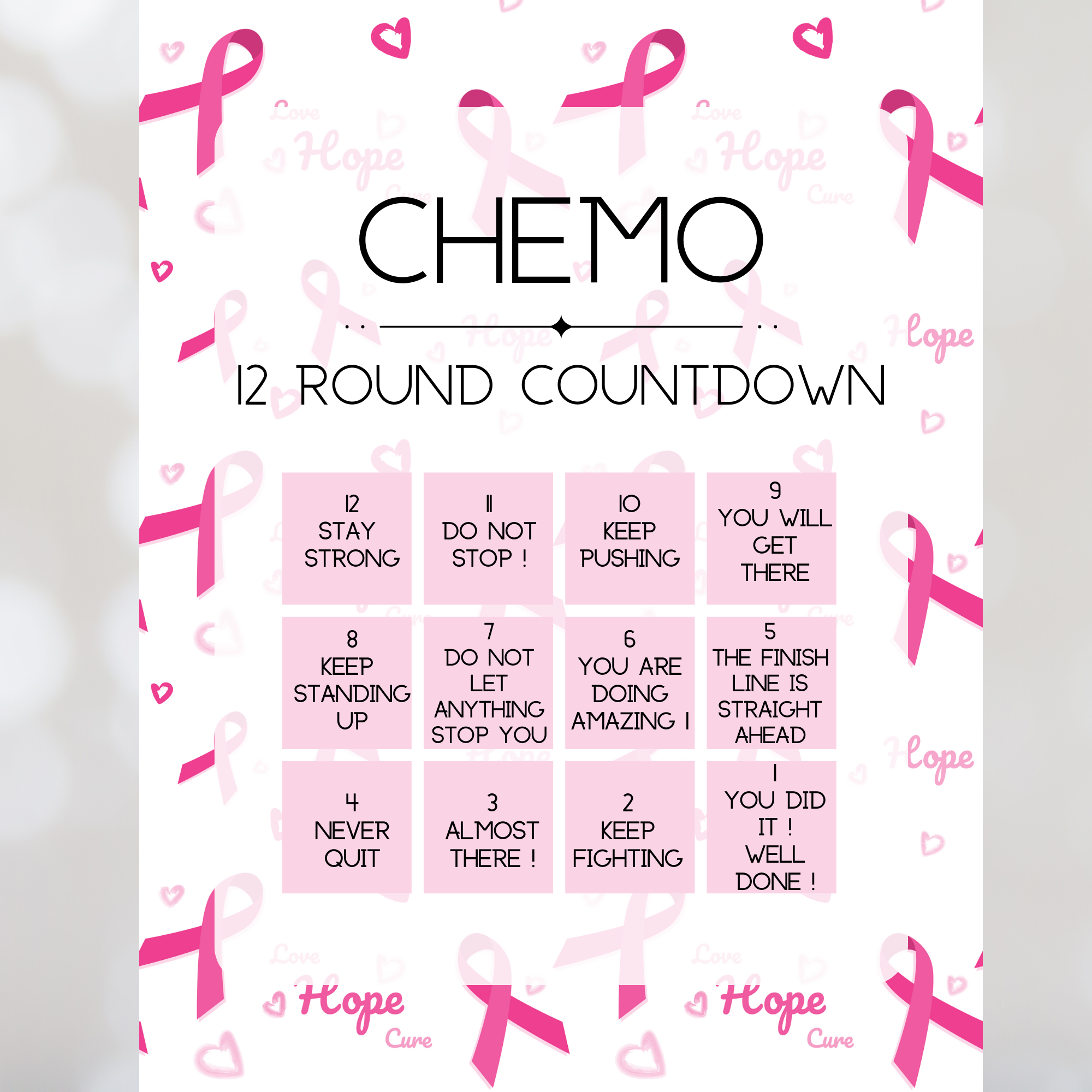 12 Round Breast Cancer Chemo Tracker, Printable Treatment Co - Inspire ...