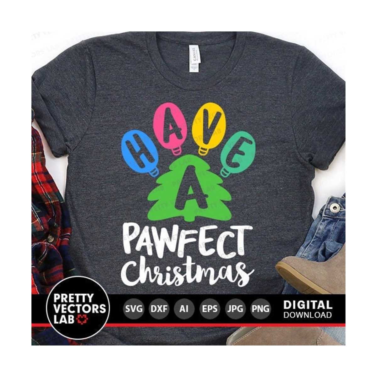 Christmas Paw Svg, Paw Print Christmas Tree Svg, Pawfect Chr - Inspire ...